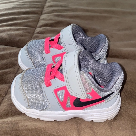 Nike | Shoes | Toddler Girl Size 3c Nike Sneakers Gray And Pink | Poshmark